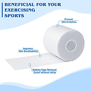 4 Pieces Foam Underwrap Athletic Foam Tape Sports Pre Wrap Athletic Tape Sports Tape for Ankles Wrists Hands Knees and hair, 2.75 x 30 Yards (Black, Blue, White, Green)