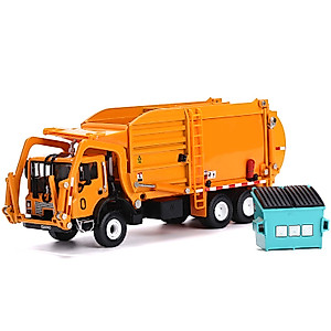 FUBARBAR Garbage Truck Toy, Model 1:43 Scale Metal Diecast Recycling Clean Trash Garbage Rubbish Waste Transport Truck Alloy Model Car Toy Garbage Cans for Kids Birthday Party Supplies(Orange)