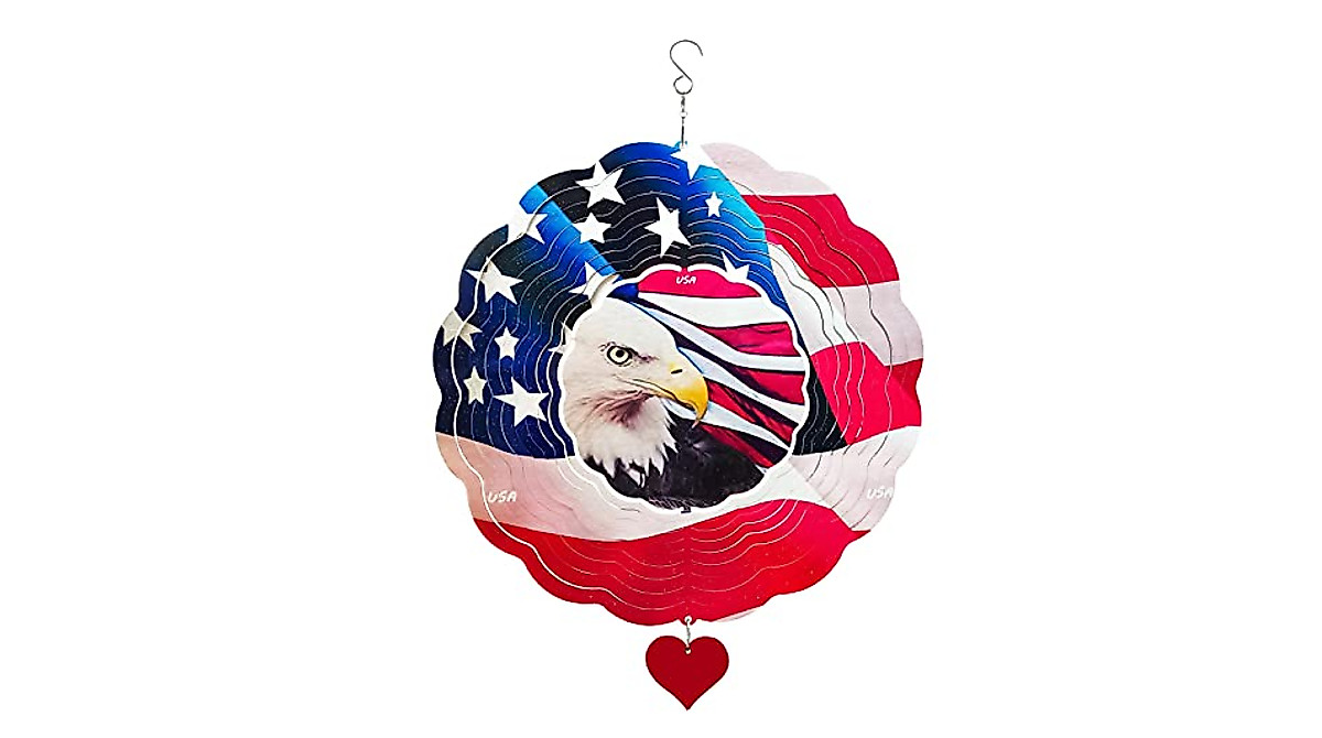 Stainless Steel Wind Spinner - 14-inch Patriotic 3D Kinetic Art Decor