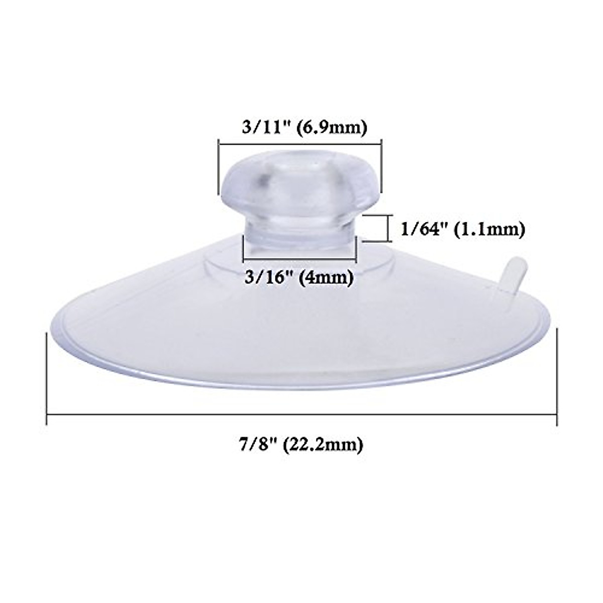 20 Pack Clear Plastic Strong Suction Cup with Removable Hook (7/8" (22.22mm) Diameter)