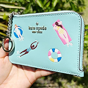 Kate Spade Pool Float Novelty Medium L-Zip Key Ring Cardholder Wallet Poolside