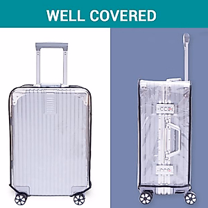 Clear Suitcase Cover - 20 24 26 28 30 Inch Waterproof PVC Suitcase Cover - Transparent Travel Suitcase Wrap - Protective Cover Case for Wheeled Luggage (24-Inch)
