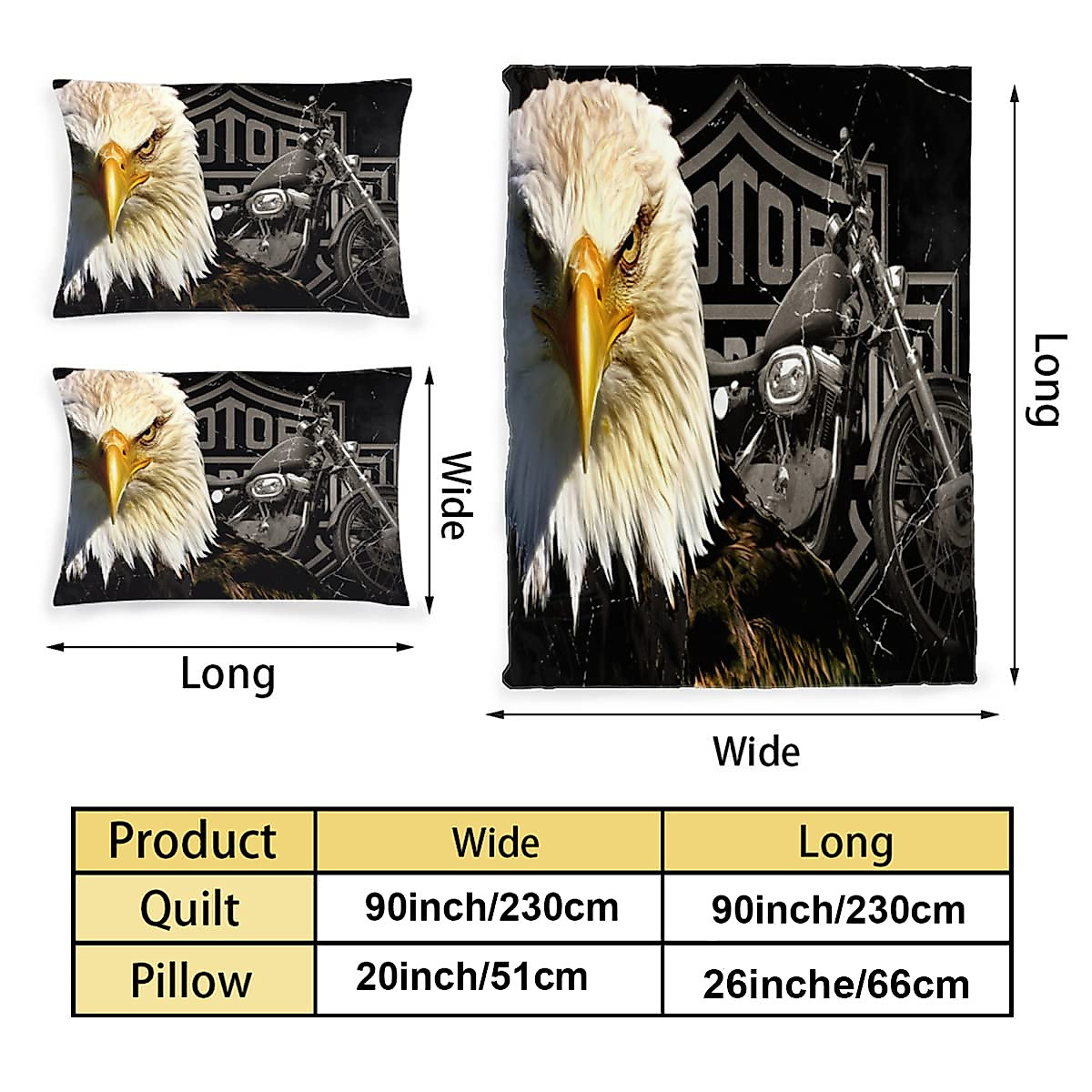 Duvet Cover Queen Eagle Black Easy Care Soft Cosy Queen Bedding (90x90in) with Zipper Closure and 2 Pillowcase 20" X 26" Suitable for Adults and Children