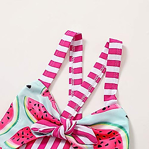 YOUNGER TREE Toddler Baby Girl Summer Clothes Sleeveless Watermelon Print Dress Backless Strap Skirt Outfit (Watermelon, 6-12 M)