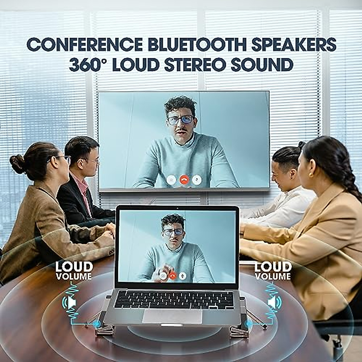 DUVOSS Bluetooth Speaker, Portable Laptop Stand with Wireless Speakers, True 3D Stereo Sound for Home Office, Foldable Laptop Speakers, Unique Ideal Gifts for Men Women