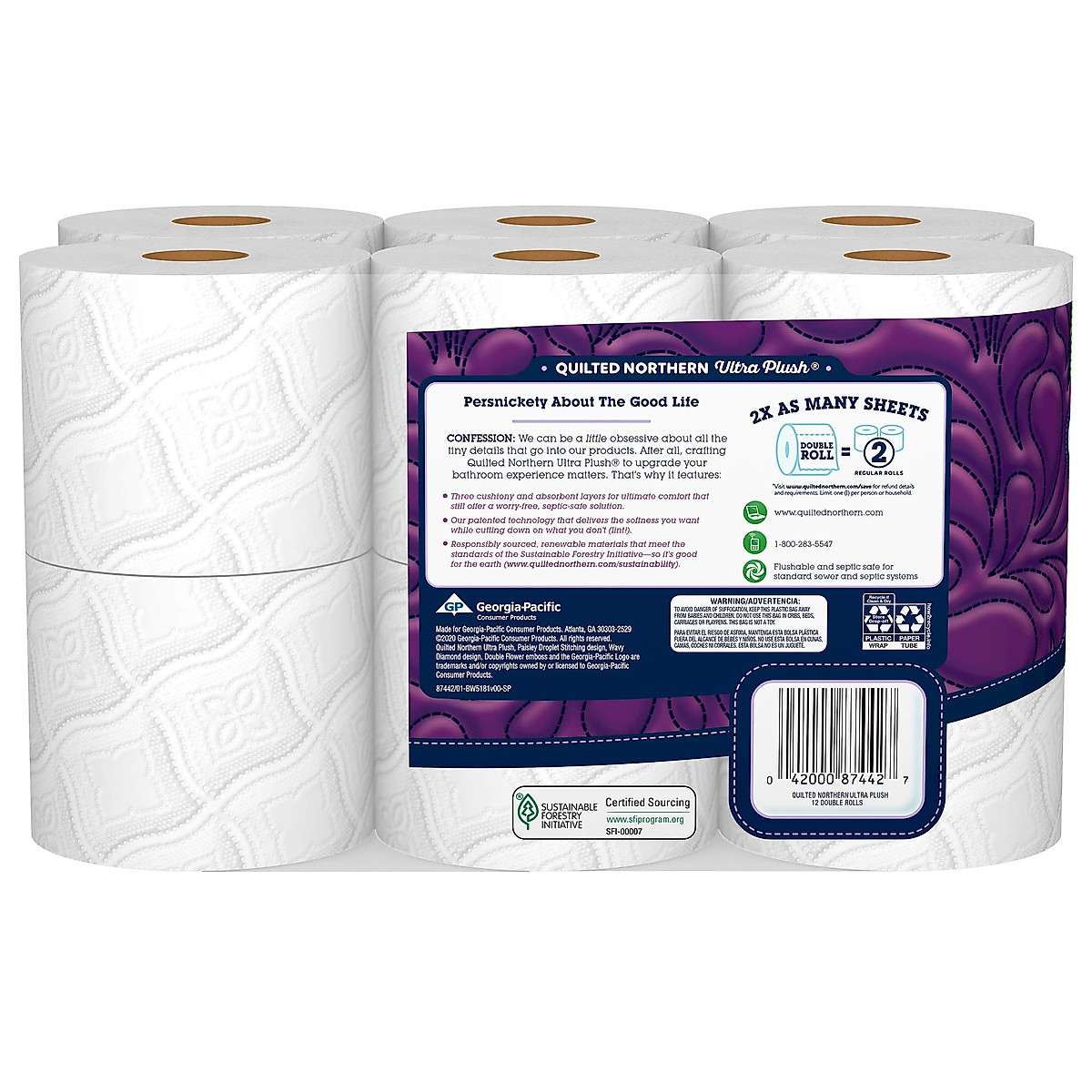 Quilted Northern Ultra Plush Toilet Paper, Double Rolls, 12 Count of 176 3-Ply Sheets Per Roll, 12 Count (Pack of 1)