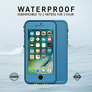 LifeProof iPhone SE (2nd gen - 2020) and iPhone 8/7 (NOT PLUS) FRĒ Series Case - NIGHT LITE (BLACK/LIME), waterproof IP68, built-in screen protector, port cover protection, snaps to MagSafe