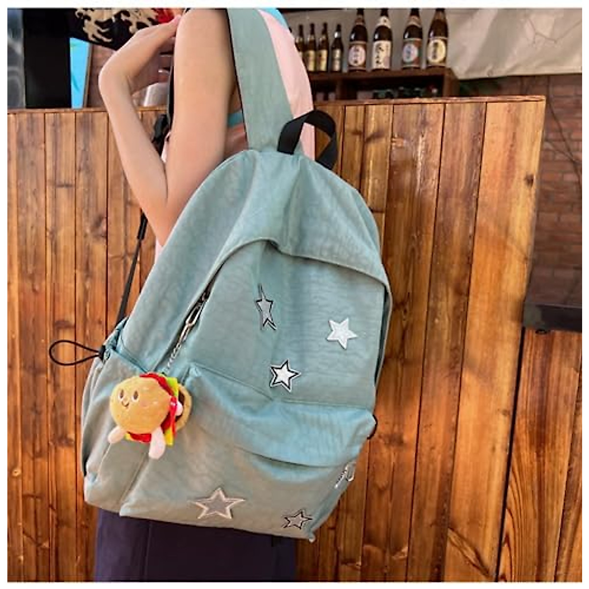 ZHSteveG Cute Backpack Star Large Capacity Kawaii Aesthetic Backpack Cute Mochilas Daypacks (green)