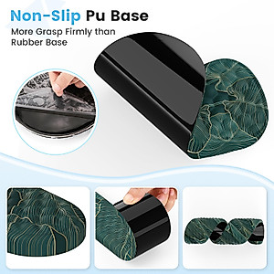 HAOCOO Ergonomic Mouse Pad with Wrist Rest and Keyboard Wrist Rest, 3 PCS Computer Carpal Tunnel Mouse Pads Set for Desk with Coaster, Memory Foam Mousepad Support for Office Laptop, Green Palm Leaves