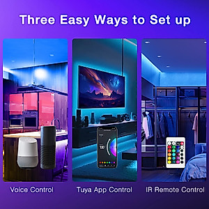 DAYBETTER Smart WiFi Led Lights 50ft, Tuya App Controlled Led Strip Lights, Work with Alexa and Google Assistant, Timer Schedule Led Lights Strip, Color Changing Led Lights for Bedroom Party Kitchen