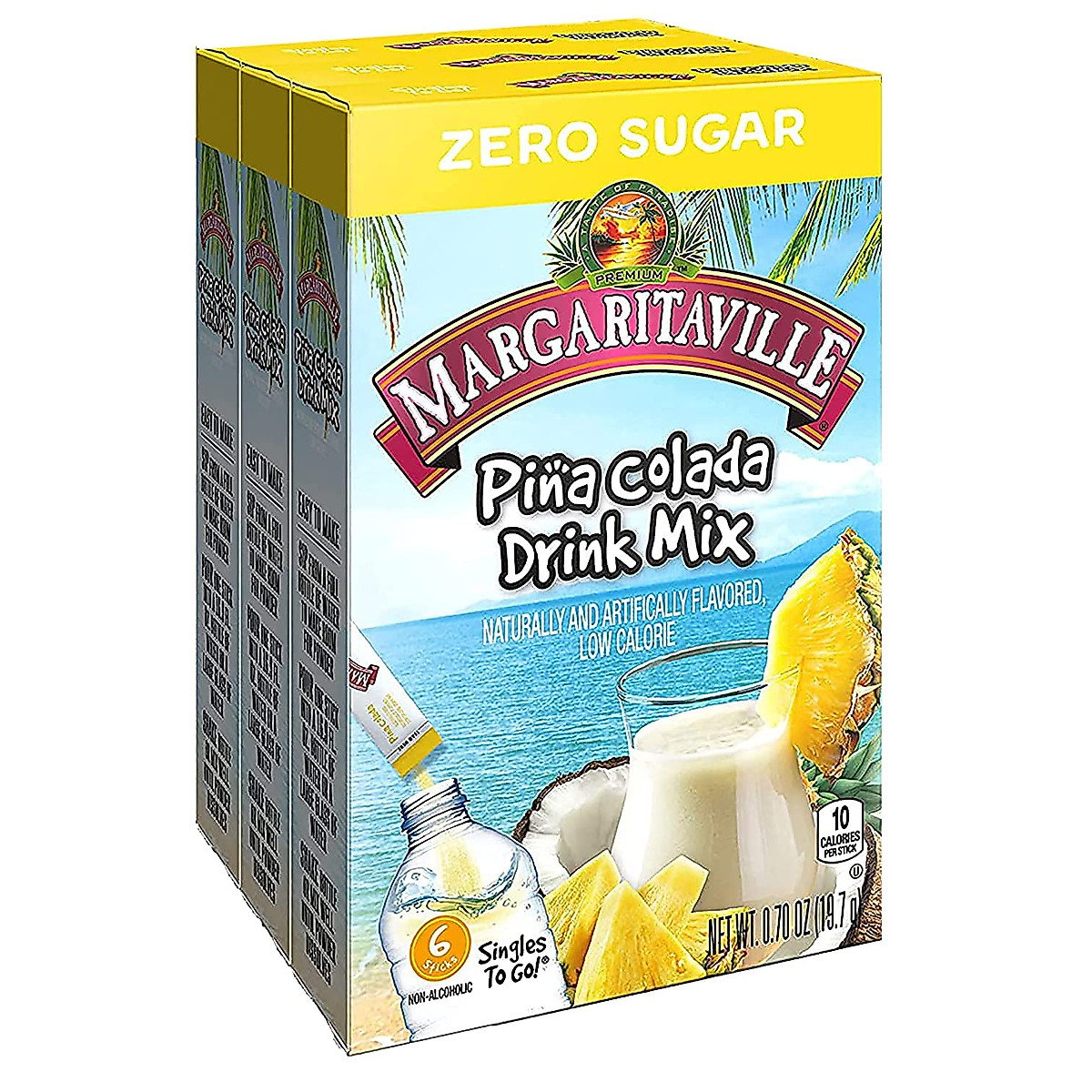 Margaritaville Singles To Go Drink Mix, Non-Alcoholic Powder Sticks (Pina Colada)