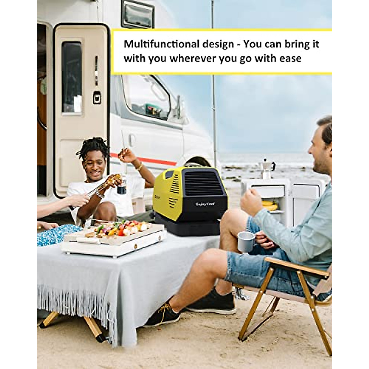 EnjoyCool Portable Air Conditioners, Outdoor Air Conditioner, 2380BTU Home AC Cooling Unit, 24Volt, 220W Low Power Consumption for Outdoor Camping Tent, Car, Truck, Parties, Fishing, Van and RV