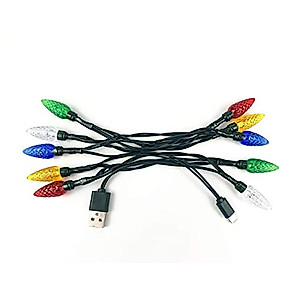 2 Pack KBG LED Christmas Lights Charging Cable, USB Charger Cord Multicolor 10LED 50inch Compatible with Phone 5,5s,6,6plus,6s,6s Plus,7,7plus,8,8plus,X,XR,XS,XS Max,11Pro Max,SE etc (2PCS)