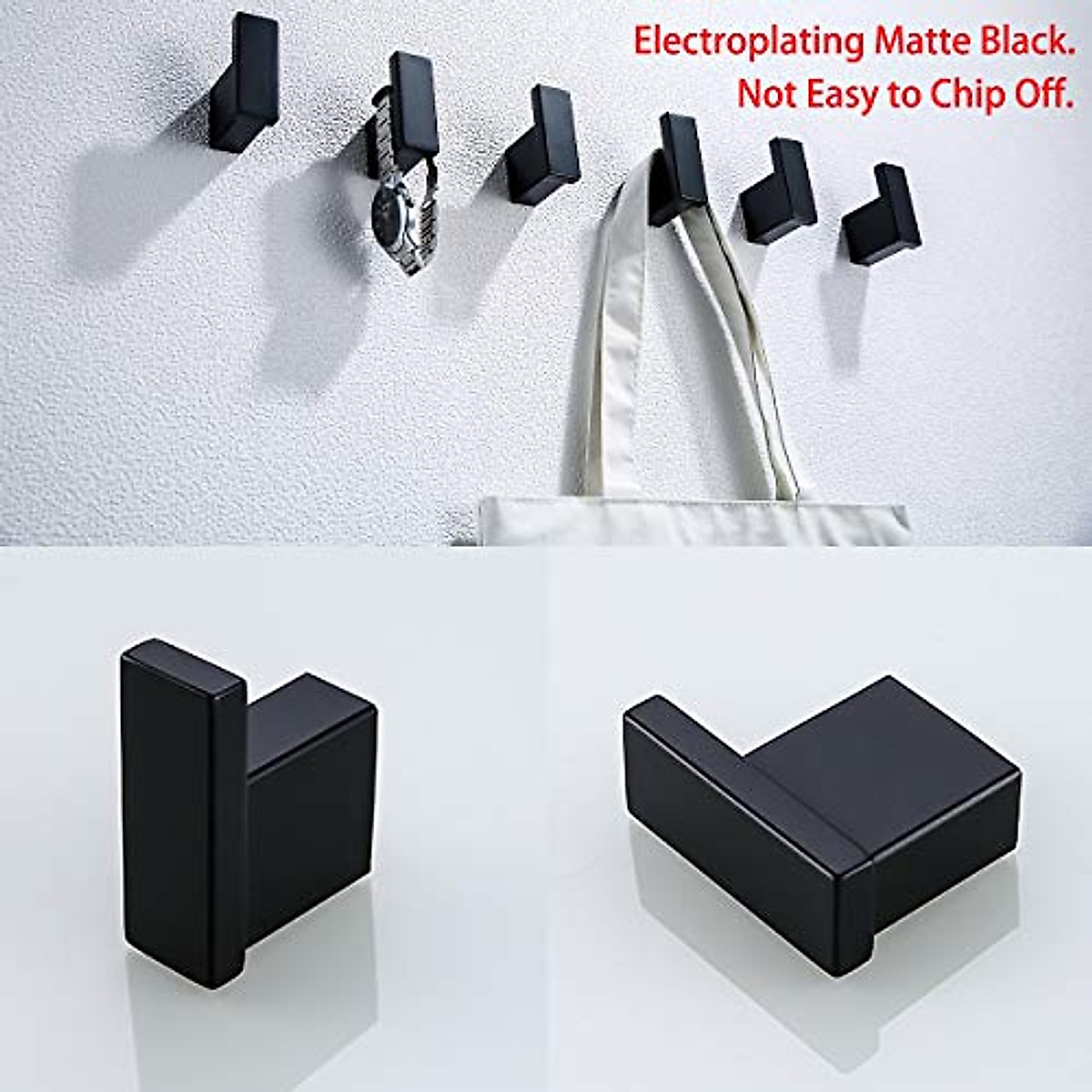 RANDOM Black Towel Hooks,Bathroom Hardware Accessories Hook SUS 304 Stainless Steel Matte Black Robe Hook for Bathroom Kitchen,Contemporary Style Wall Mounted 2 Pack.