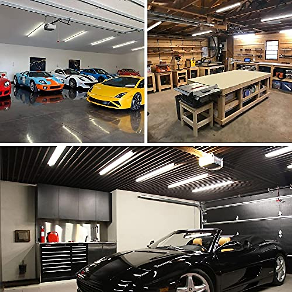 Barrina 8ft LED Shop Light, 44w 4500lm 6500K, V Shape Frosted Cover LED Shop Light 8ft, Linkable LED Garage Light, T8 LED Light Fixture for Garage Ceiling Plug and Play (Pack of 6)