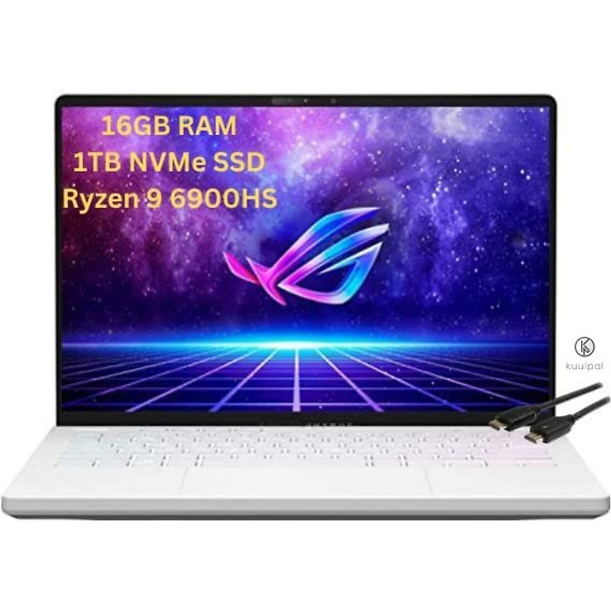 ASUS - ROG Zephyrus 14” Gaming Laptop – AMD Ryzen 9 6900HS - 16GB DDR5 RAM - 1TB PCIe 4.0 SSD - AMD Radeon RX 6700S - WQXGA 120Hz - Windows 11 - Moonlight White - Kuulpal HDMI Cable or, USB Hub