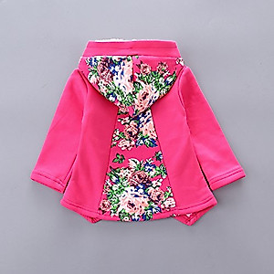 Spring Autumn Winter Little Baby Girls Clothing Set Warm Velvet Hoodie and Pants (18-24Months, Red)