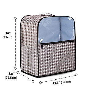 YARWO Coffee Maker Dust Cover Compatible for Ninja Specialty CM401/CM407, Visible Coffee Machine Cover with Top Handle and Multi Pockets for Kitchen Appliance and Accessories, Black