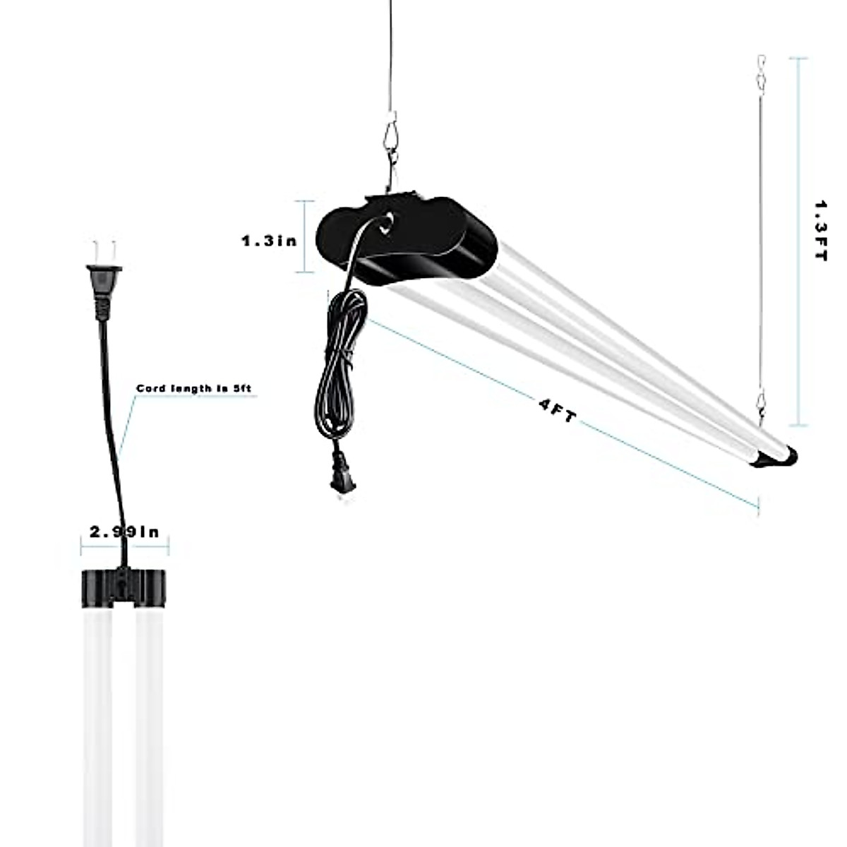 Lightdot 4FT LED Shop Light, 40W 4400Lm 5000K Daylight Light, 48 inch LED Workshop Lights, Suspension Mounting, 5FT Cord with on/Off Switch Led Utility Shop Light Fixture for Shop Garage Office-4Pack