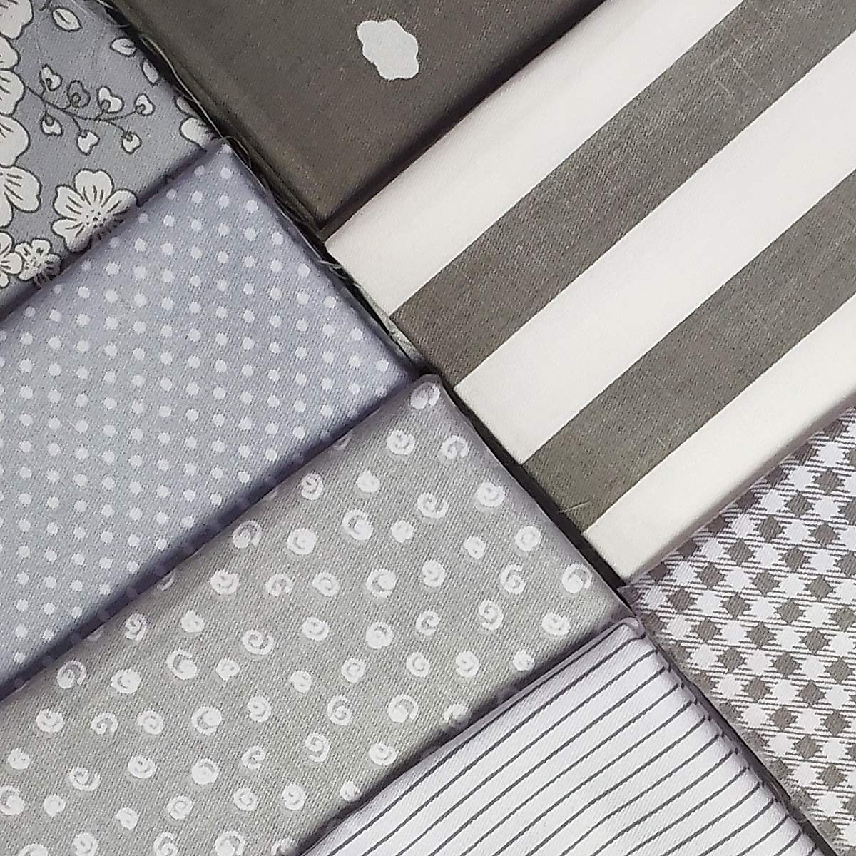 Misscrafts 7pcs Quilting Fabric 100% Cotton Craft Fabric Bundle Squares Grey Fat Quarters 18" x 22" for Patchwork DIY Sewing Scrapbooking