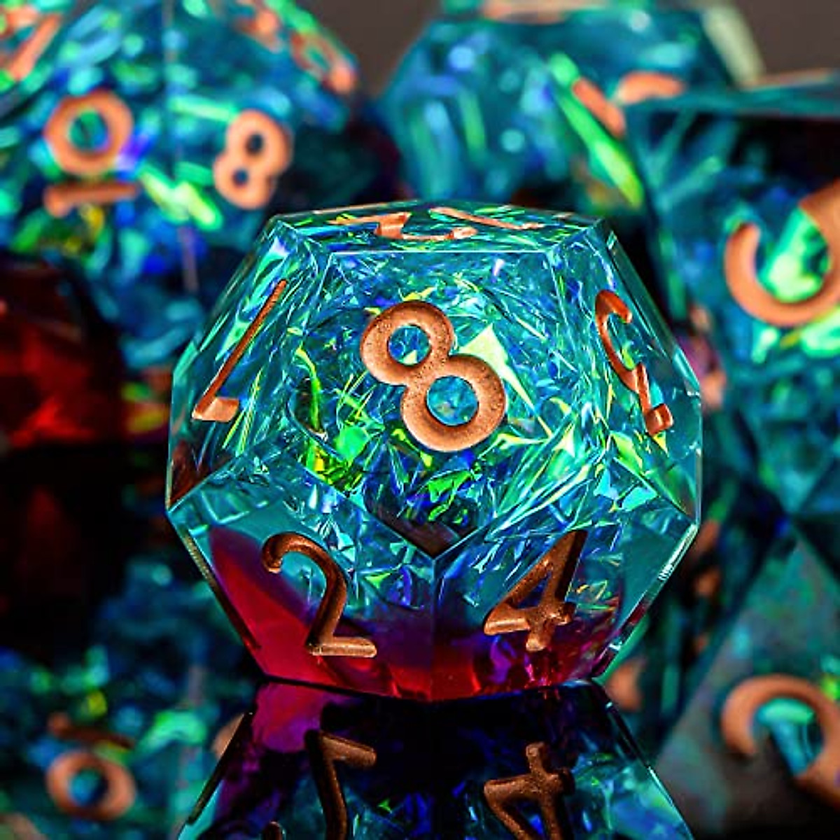 KERWELLSI Resin DND Dice Set D&D, Dungeons and Dragons Dice with Box, 7 Piece Polyhedral Role Playing Dice, Sharp Edge RPG D and D Dice D20 D12 D10 D8 D6 D4