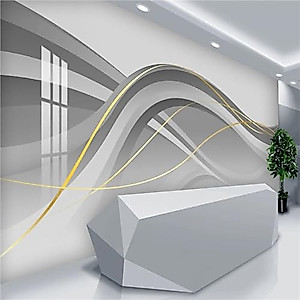 3D Abstract Gray Marble Wall Murals, Modern Stylish Curved Lines Mural Wallpaper, Wall Decal Light Texture Easy Care Apply to Bathroom Kitchen Dining Room（118"W x 82.7"H）