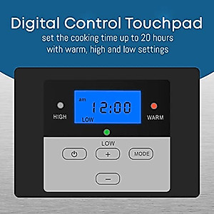 Elite Gourmet MST-900D Digital Programmable Slow Cooker, Oval Adjustable Temp, Entrees, Sauces, Stews & Dips, Dishwasher Safe Glass Lid & Crock (8.5 Quart, Stainless Steel)