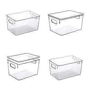 Clear Plastic Storage Bins With Lids, Perfect for Kitchen Organization or Pantry Organization and Storage, Fridge Organizer Plastic Bins, Pantry Organization and Storage Bins, Cabinet Organizers