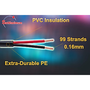Satmaximum 14/2 500FT Outdoor Speaker Wire Copper Clad Aluminum, Stranded Bulk Audio Cable | CL2, Direct Burial, UV Resistant