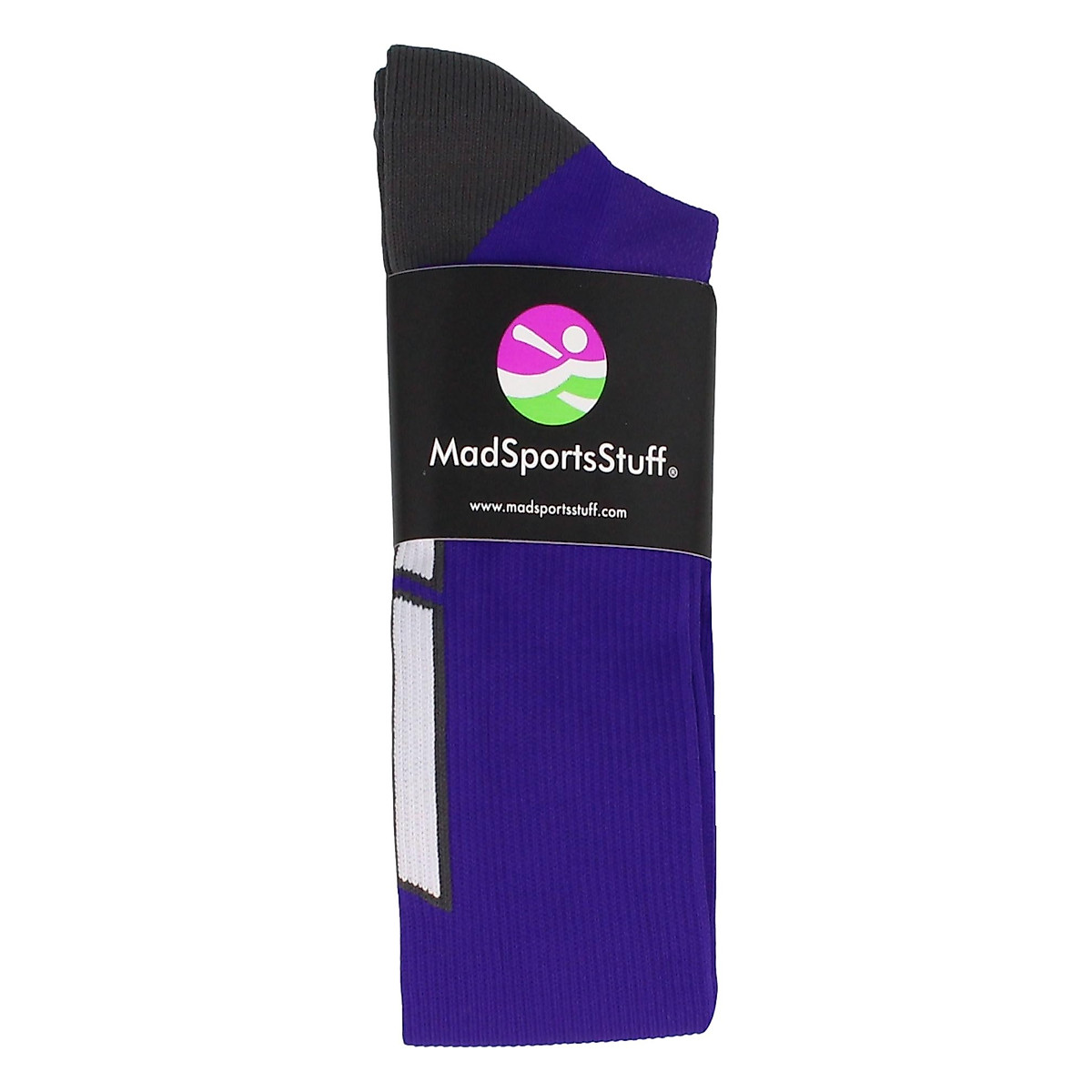 MadSportsStuff Wild Paw Over the Calf Socks (Purple/White/Graphite, Small)