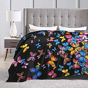 SARA NELL Ultra Soft Butterfly Blanket,Colorful Rainbow Flying Butterfly Throw Blanket Fleece Blanket,Plush Blanket for Bed and Couch,Warm Fuzzy Cozy Throws Blankets for Kids and Adults,60''X50''