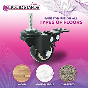 Liquid Stands Keyboard Stand Caster Wheels Set of 4 Replacement Locking Heavy Duty Wheels with Brake - Piano Stand Parts and Accessories