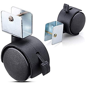 Rubber Swivel Castor Wheel,2inch Furniture Caster,Double Castor with Brake Lock,Universal 360 Degree Rotating,with U-Brack(25mm/1in)
