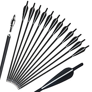 EROCK Carbon Crossbow Bolts Hunting Archery 17inch Carbon Archery Targeting Arrows for Crossbow Training/Hunting Target, 12pcs with Replaceable Arrowhead&Frosted Shaft