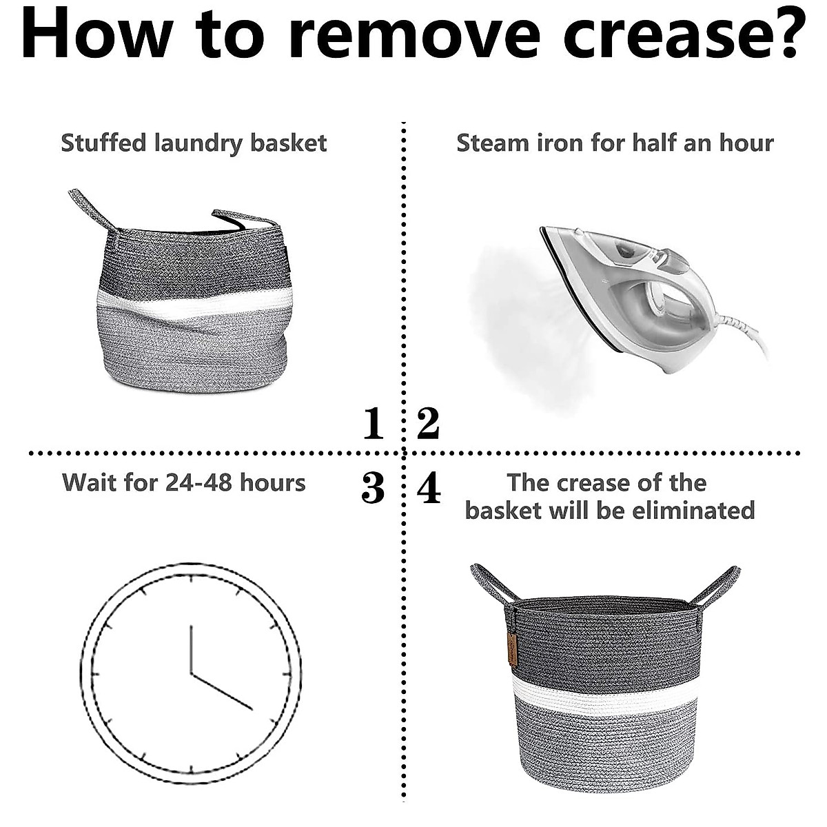 Laundry Hamper with Handles FULOOPHI Cotton Rope Woven Basket for Delicates Large Mesh Clothes Hamper for Washing Machine Pillows Towels Socks Shoes Kids Toys Trainers Travel Bedrooms Light Grey