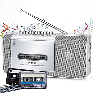 Portable Cassette Recorder Player:Retro Cassette Tape Player with AM FM, Vintage Cassette Player with Big Speaker,Headphone Jack,Powered by 4AA Batteries,AC Charge for Study,Gift to Parents