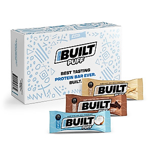 BUILT Protein Bars, Variety Pack, 12 Bars, Gluten Free, Protein Snacks, 17g High Protein, Collagen, Chocolate Protein Bar, Perfect Breakfast Bar, On The Go Protein Snack, post workout
