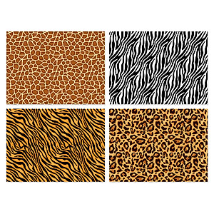 Jungle Safari Animal Print Wrapping Paper Set, 8 Sheets Leopard Animal Print Gift Wrapping Paper 4 Design Jungle Zoo Animal Print Party Supplies for Safari Zoo Birthday Party Supplies 20'' x 27''