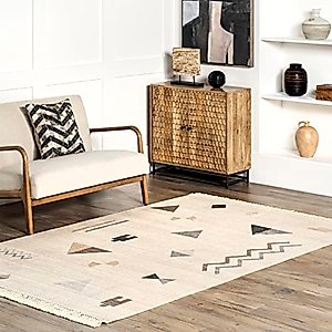nuLOOM Noémie Tribal Synbols Tasseled Area Rug, 8' x 10', Ivory