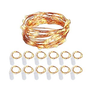 12x 20 LED WW String Battery Operated Copperr String Wire Fairy Lights Xmas Party