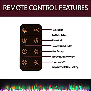 Cambridge San Jose 57'' Electric Fireplace with Crystal Insert, Multi-Color LED Flame, Remote, and Adjustable Heat Settings