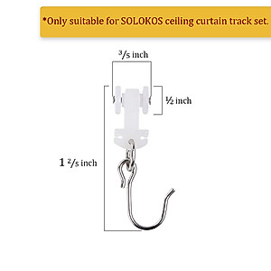 SOLOKOS Curtain Track Glider Roller Hooks for Room Divider Ceiling Track Set（10-Pack Roller Hooks