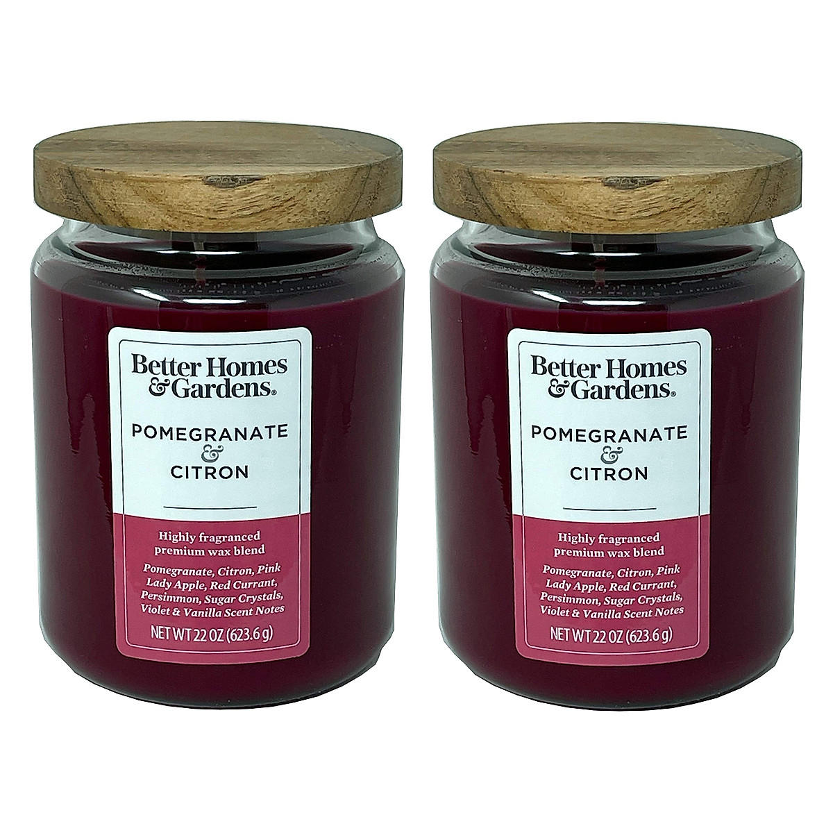 Better Homes Gardens 22oz Scented Candle, Pomegranate and Citron 2-Pack