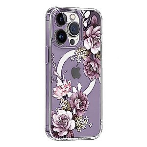 KELUOAS for iPhone 13 Mini Magsafe Case, Cute Floral Slim Shockproof Protective Hard PC+TPU Bumper Flower Women Cover Magnetic case