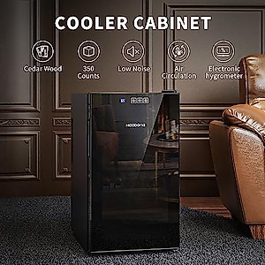 NEEDONE 350 Count Electric Cooler Cabinet, Made with Spanish Cedar Wood Shelves & Drawer with Hygrometer, Freestanding Refrigerator Quiet Operation, LED Lighting, 48 Liter, Gift for Men