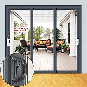 Sliding Patio Door Handle Set with Mortise Lock, Suitable for Sliding Glass Patio Door Thickness from 0.75in to 1.4in, 4-15/16" Screw Holes, Lock Outside, Reversible Design, Non-Keyed, White