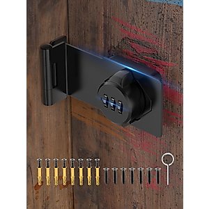 Cabinet Password Hasp Locks, 90 Degree Barn Door Lock, Household Security Combination Latch Lock for Locker, Fence, Bathroom, Outdoor, Garden (Black-1PC)