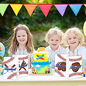 gisgfim 16pcs Baseball Party Gift Treat Bag Baseball Theme Party Candy Goodie Favor Bags with Handle for Baseball Birthday Party Baby Shower Decoration Supplies