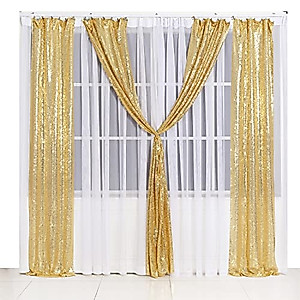 Juya Delight Gold Sequin Backdrop Curtain,4PCS 2FTx8ft Glitter Backdrop Curtain for Party,Birthday,Christmas Wedding Decoration