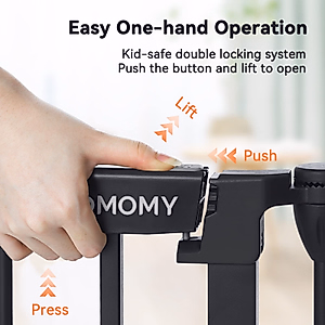 COMOMY 80" Extra Wide Baby Gate, Dog Gate for House Stairs Doorways Fireplace, Auto Close Pet Gate with Door Walk Through, 3 Metal Panels, Hardware Mounted Baby Fence Indoor Outdoor(30" Tall, Black)